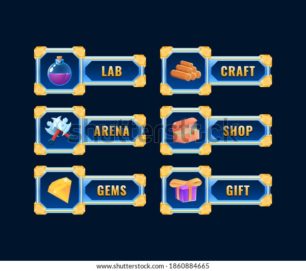 Fantasy Game Ui Set Golden Glossy Stock Vector (Royalty Free ...
