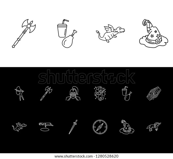 Fantasy Icon Set Mermaid Sword Attack Stock Vector (Royalty Free ...
