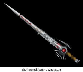 Fantasy Longsword Magic Runes Gemstone Inlay Stock Vector (Royalty Free ...