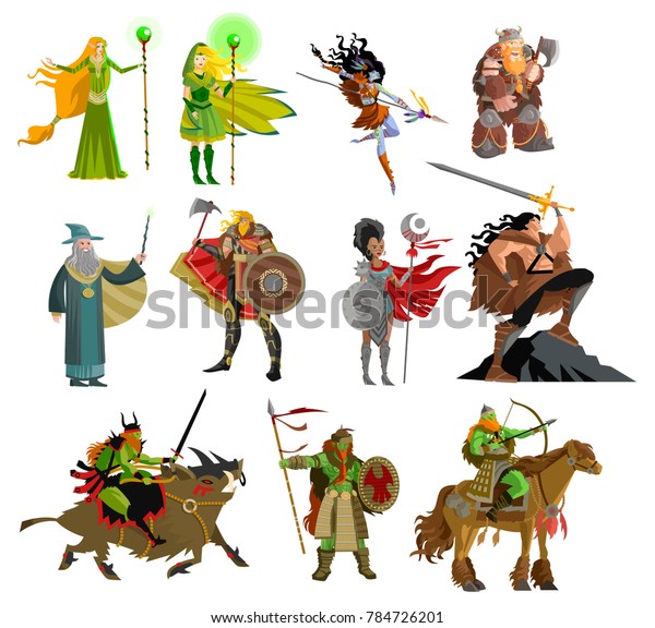 Fantasy Magical Warriors Creatures Stock Vector (Royalty Free) 784726201