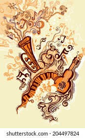 Fantasy Musical Illustration Stock Vector (Royalty Free) 204497824 ...