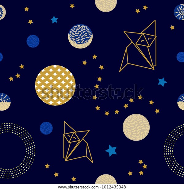 Fantasy Origami Dark Sky Seamless Vector Stock Vector (Royalty Free ...