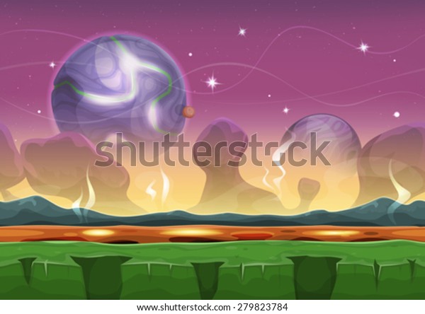 Fantasy Scifi Alien Landscape Ui Game Stock Vector (Royalty Free ...