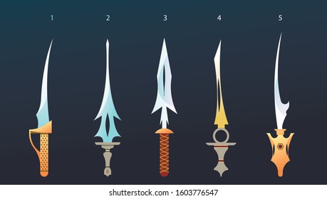 Vector Swords Set Vector Illustrations: vector de stock (libre de ...