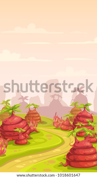 Fantasy World Scene Magic Cartoon Landscape Stock Vector (Royalty Free ...