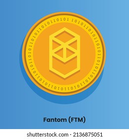 Fantom Ftm Crypto Logo Golden Coin Stock Vector (Royalty Free ...