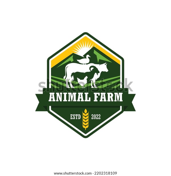 Farm Animal Logo Design Vector Stock Vector (Royalty Free) 2202318109 ...