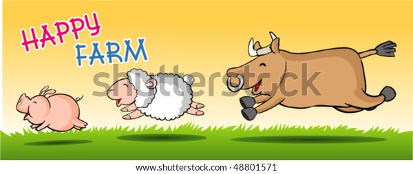 Farm Animal Running Stock Vector (Royalty Free) 48801571 | Shutterstock
