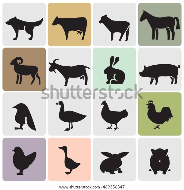 Farm Animals Icons Stock Vector (Royalty Free) 469356347