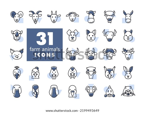 Farm Animals Isolated Icons Set Vector Stock Vector (Royalty Free ...