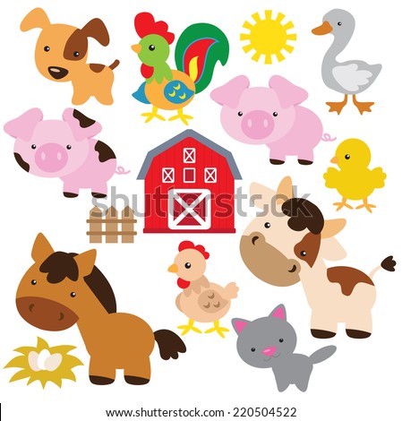 Farm Animals Vector Illustration Stock Vector (Royalty Free) 220504522 ...