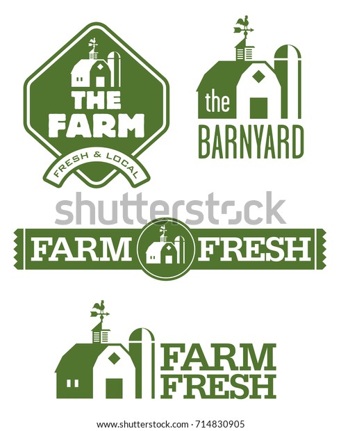 Logotipos de granja y graneroConjunto de cuatro diseños de logo de ...