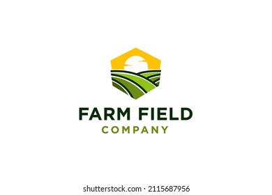 Farm Field Logo Design Vector Illustration Stock Vector (Royalty Free ...
