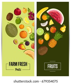 Farm Fresh Fruit Flyers Vector Illustration Stock Vector (Royalty Free ...