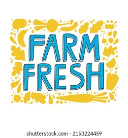 Farm Fresh Hand Drawn Flat Lettering Stock Vector (Royalty Free ...