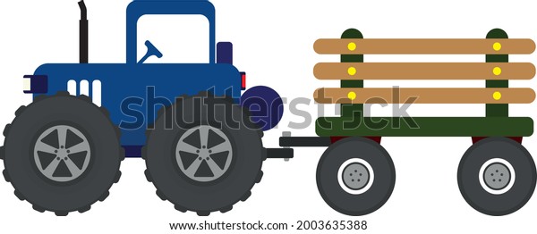 Farm Heavy Tractor Tractor Trailer Drawing Stock Vector (Royalty Free ...