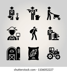 Farm Icon Set Drawing Smiling Illustration Stock Vector (Royalty Free ...