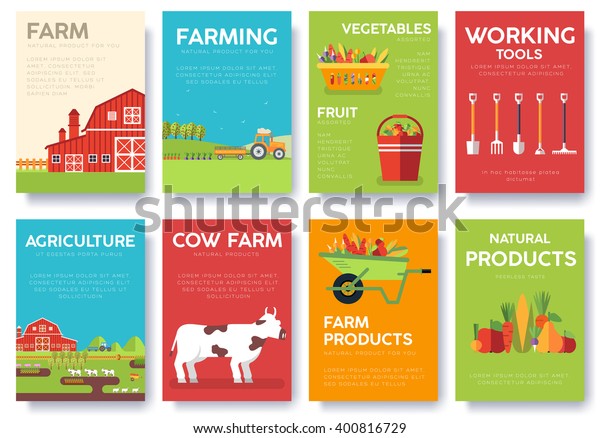 Farm Information Cards Set Nature Template Stock Vector (Royalty Free ...