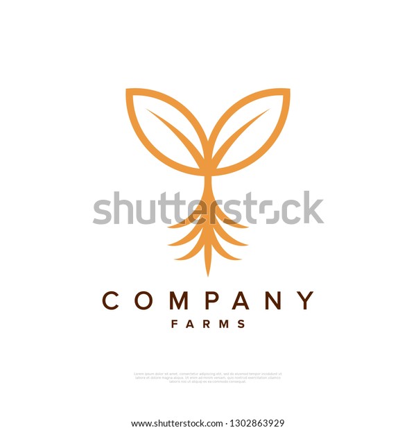 Farm Leaf Logo Design Template Creative Stock Vector (Royalty Free ...