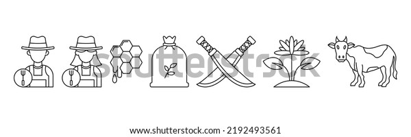 Farm Line Art Icon Set Design Stock Vector (Royalty Free) 2192493561 ...