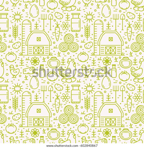 Farm Seamless Background Thin Line Icons Stock Vector (Royalty Free ...