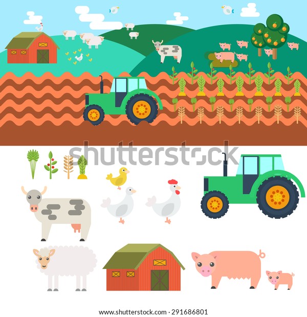 Farm Village Elements Game Sprites Tile庫存向量圖（免版稅）291686801 | Shutterstock