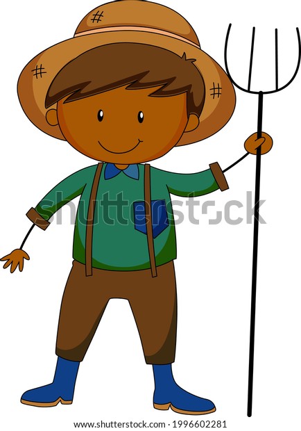 Farmer Boy Cartoon Character Isolated Illustration Stock Vector ...