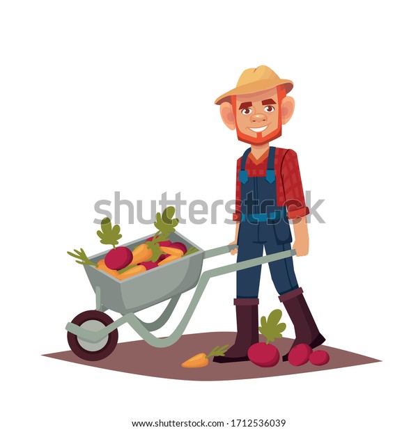 Farmer Cart Full Vegetables Vector Illustration Stock Vector (Royalty ...