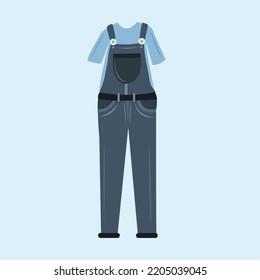 Farmer Denim Overall Flat Vector Illustration Stock Vector (Royalty ...