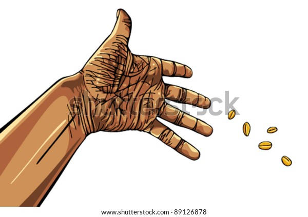 Farmer Hand Throwing Seeds Ground Vector Stock Vector (Royalty Free ...