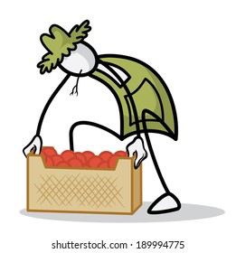 Farmer Stick Figure Working: vector de stock (libre de regalías ...