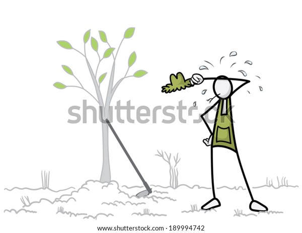 Farmer Stick Figure Working Stock Vector (Royalty Free) 189994742