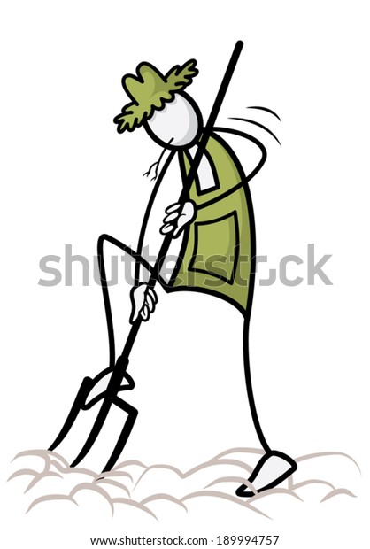 Farmer Stick Figure Working Stock Vector (Royalty Free) 189994757