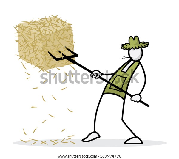 Farmer Stick Figure Working: vector de stock (libre de regalías ...