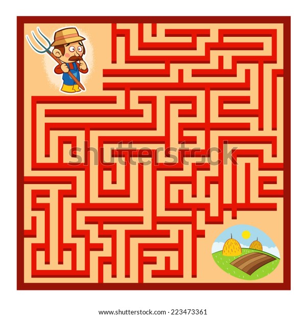 Farmers Maze Game Help Farmer Find Stock Vector (Royalty Free ...
