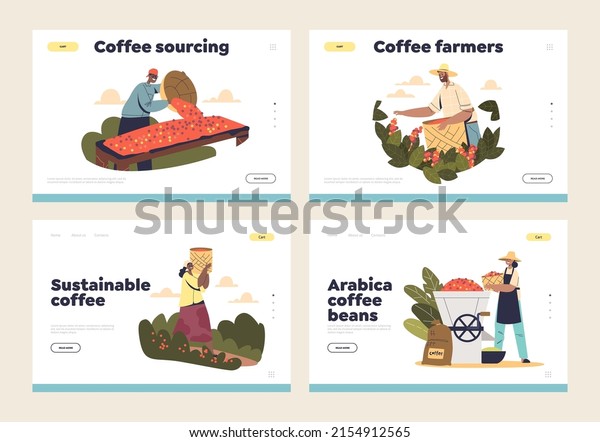 Farming Coffee Production Stages Concept Template Stock Vector (Royalty ...