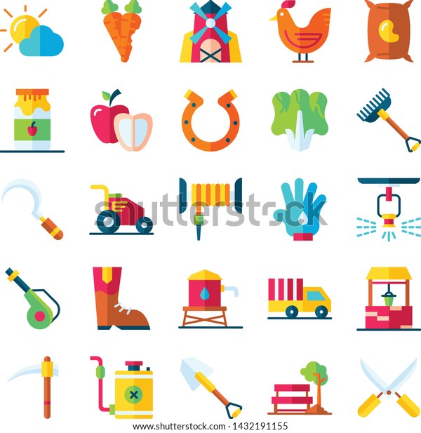 Farming Icons Pack Isolated Farming Symbols Stock Vector (Royalty Free ...