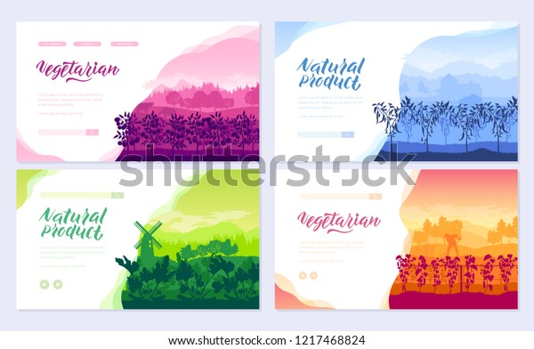 Juego de tarjetas de folletos agrícolas.: vector de stock (libre de ...