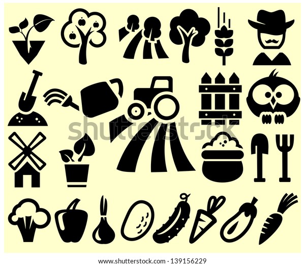 Farming Symbols Icons Stock Vector (Royalty Free) 139156229 | Shutterstock
