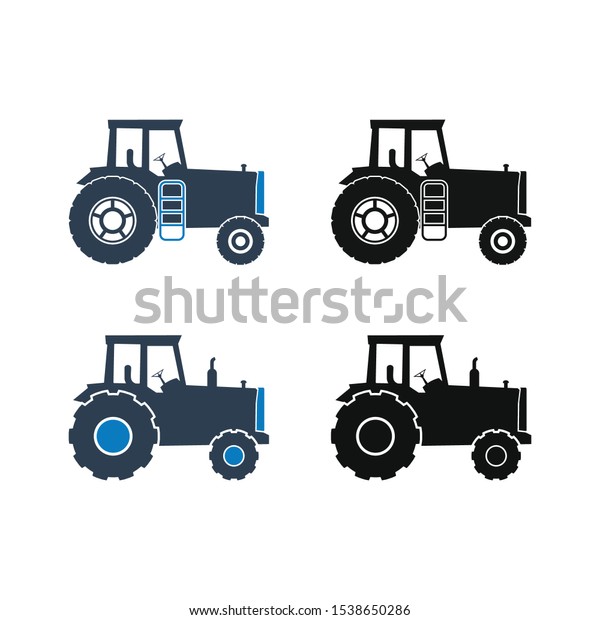 Farming Tractor Icon Set Flat Style Stock Vector (Royalty Free ...