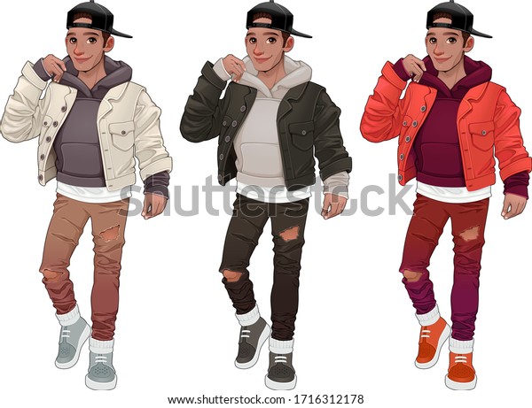 Fashion Boy Three Different Versions Vector: เวกเตอร์สต็อก (ปลอดค่า ...