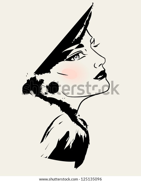 Fashion Model Face Stock Vector (Royalty Free) 125135096 | Shutterstock