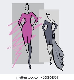 Fashion Models Hand Draw Vector Illustration Stock Vector (Royalty Free ...