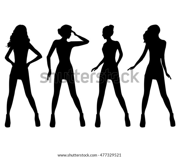 Fashion Models Silhouettes Vector Silhouette Fashion Stock Vector ...