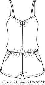 Fashion Overalls Technical Drawing Vector Stock Vector (Royalty Free ...
