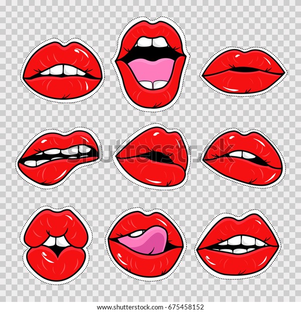 Fashion Patch Set Lips Stickers Patches Stock Vector (Royalty Free ...