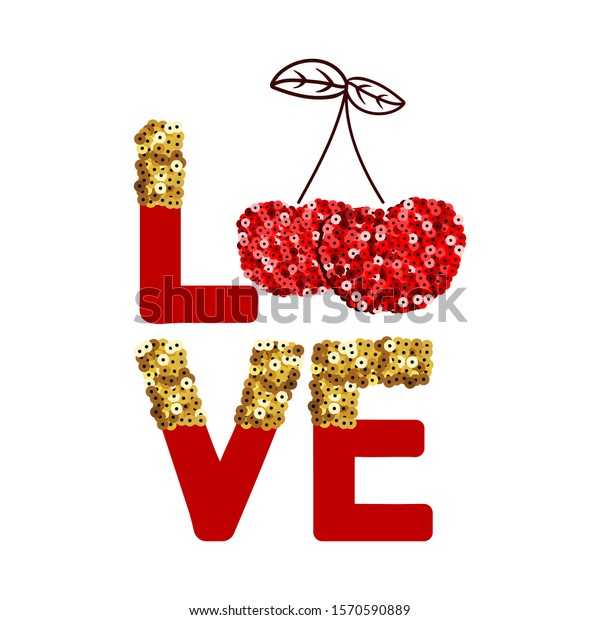 Fashion Print Cherry Sequins Vector Hand Stock Vector (Royalty Free ...