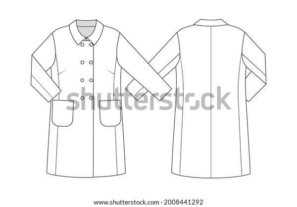 Fashion Technical Drawing Doublebreasted Coat Stock Vector (Royalty ...