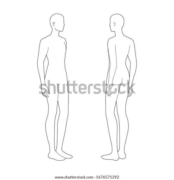 Fashion Template Two Standing Men 9 Stock Vector (Royalty Free) 1676571292
