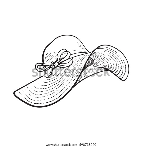 Fashionable Straw Hat Wide Flaps Summer Stock Vector (Royalty Free ...